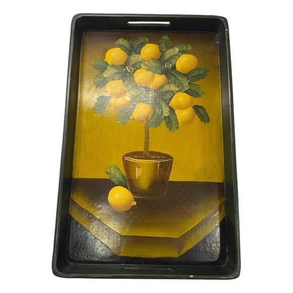 Accents | Vintage Potted Lemon Tree Tray Green Yellow | Poshmark